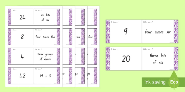 3 and 4 Times Tables Loop Cards