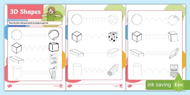 3D Shapes Pencil Control Activity