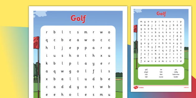 Golf Open Word Search (teacher made)