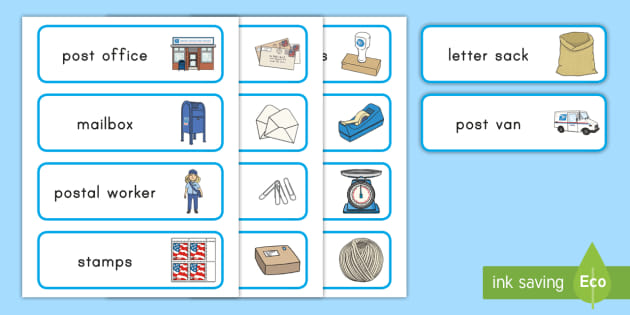 Post Office Word Cards (teacher made)