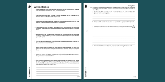 👉 Writing Ratios Worksheet (teacher made)