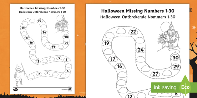 Halloween Spooky House Missing Numbers to 30 Worksheet / Worksheet