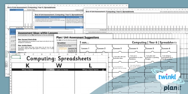 Computing: Excel Spreadsheets Year 6 Unit Assessment Pack