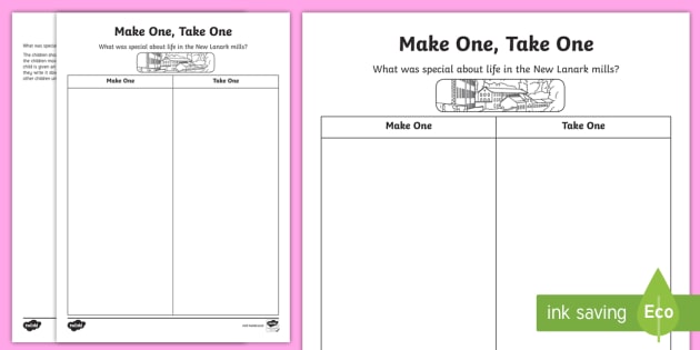 New Lanark Make One Take One Worksheet (teacher made)