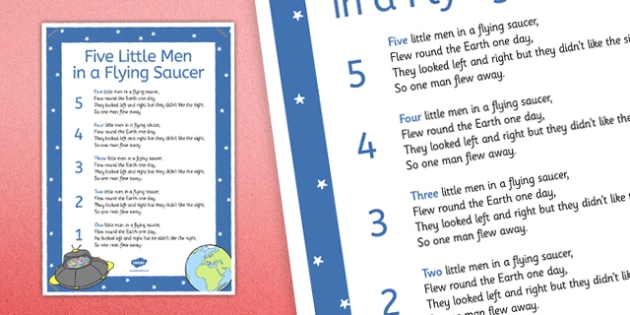 Five Little Men in a Flying Saucer Nursery Rhyme Poster - rhymes