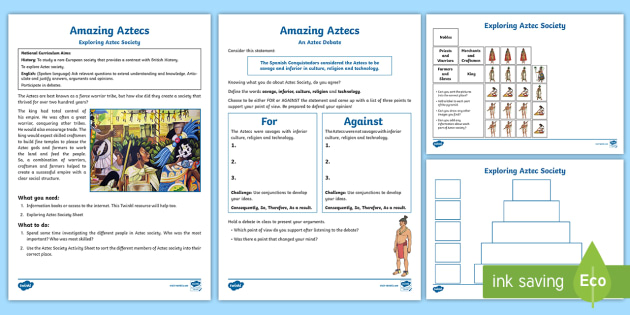 * NEW * Explore Aztec Society Activity - aztec society, king