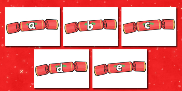 A-Z Alphabet on Christmas Crackers - Christmas, xmas, cracker, advent