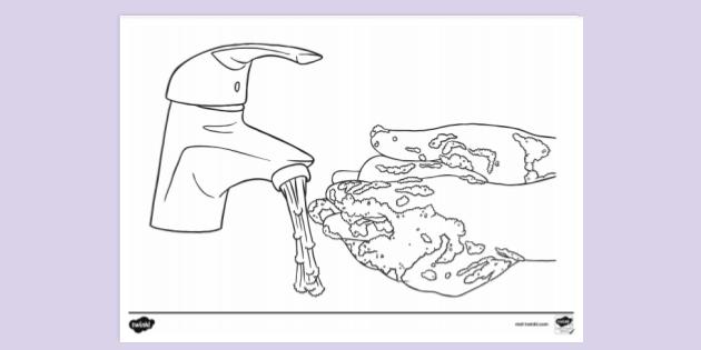 FREE! - Wash Your Hands - Colouring Page (teacher made)