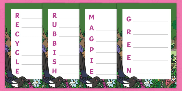 The Messy Magpie Acrostic Poem Activity Sheets
