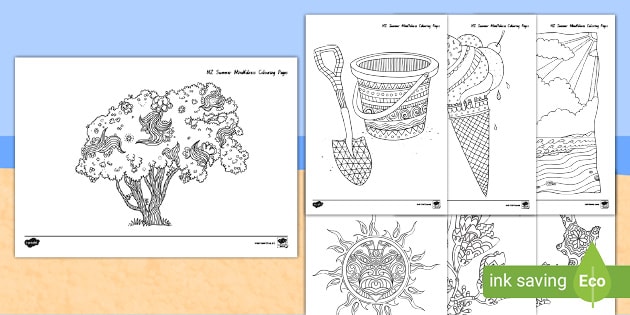 NZ Summer Mindfulness Colouring Pages