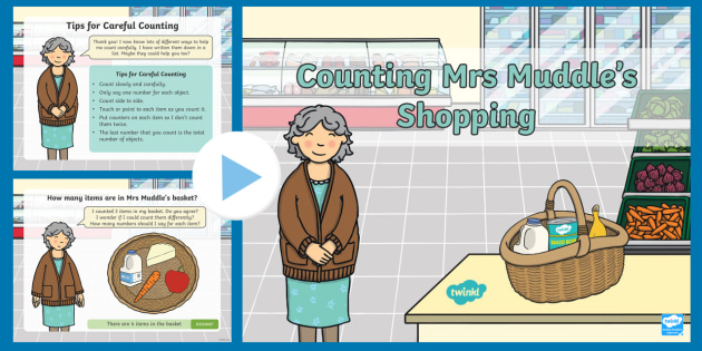 Counting Mrs Muddle's Shopping (teacher made)