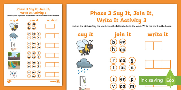 Phase 3 Say It, Join It, Write It Activity 3 (teacher made)