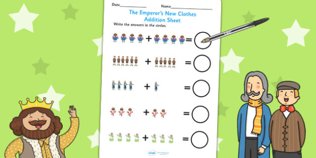 The Emperors New Clothes Up to 10 Addition Sheet