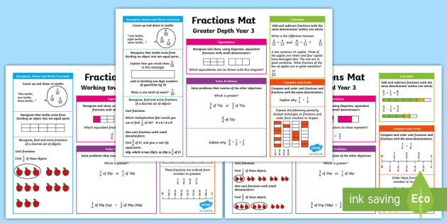 Year 3 Fractions Differentiated Maths Mat (teacher made)