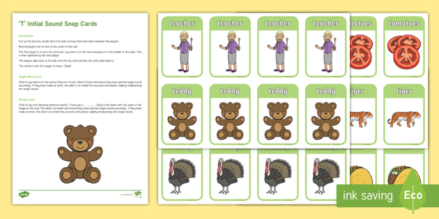 Phonics t Initial Sound Snap Card Game | Easy to Print