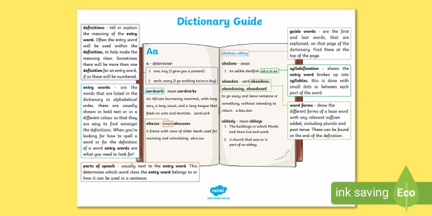 Dictionary Guide Display Poster (teacher made)