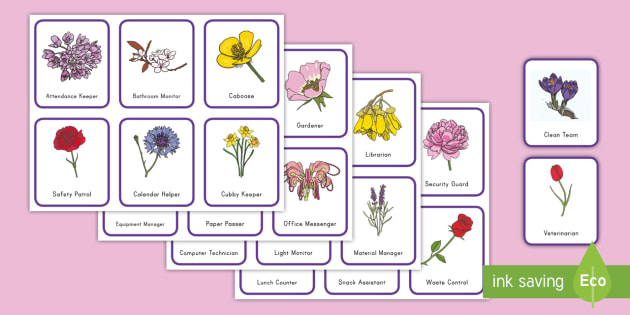 Floral Classroom Jobs Square Cards (teacher made)