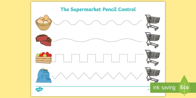 The Supermarket Aistear Pencil Control Worksheet