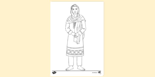 FREE! - Sikh Girl with Scarf Colouring | Colouring Sheet