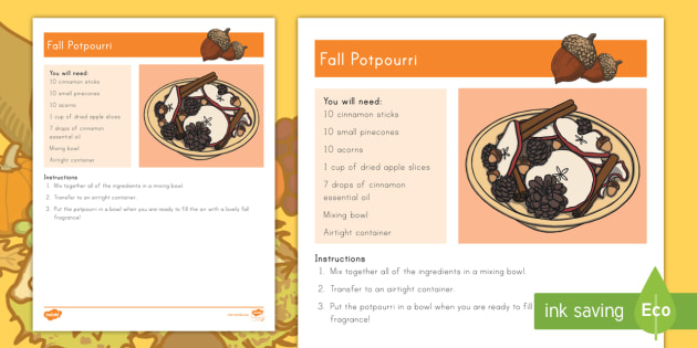 Fall Potpourri Craft Instructions (teacher made)