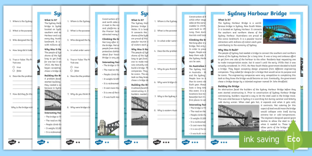 Sydney Harbour Bridge Differentiated Reading Comprehension Activity