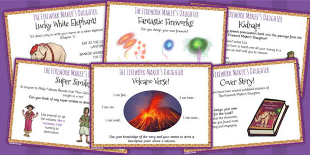 The Firework Maker's Daughter Challenge Cards (teacher made)