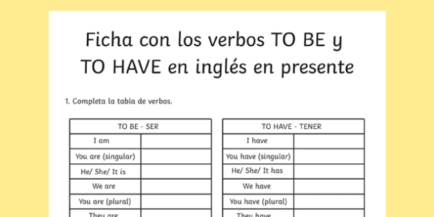 Ficha Verbos Ser, Estar y Tener en presente simple en español - spanish