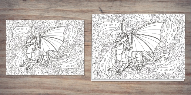 Red Dragon Mindfulness Colouring Card | Twinkl Party