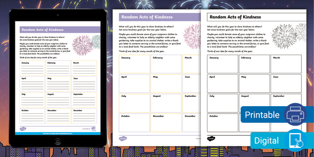 Random Acts of Kindness New Year's Activity (Teacher-Made)