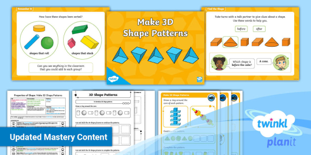 👉 Making Patterns With 3D Shapes In Year 1 | Maths Lesson Pack