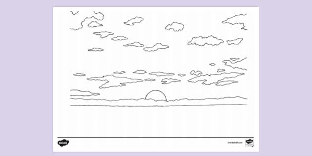 FREE! - Sunset Colouring Sheet (teacher made)