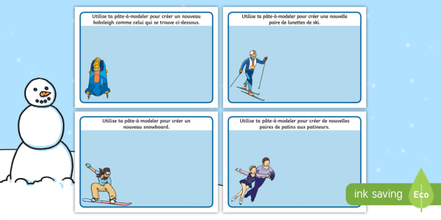 Winter Sports Playdough Mats French (teacher made)