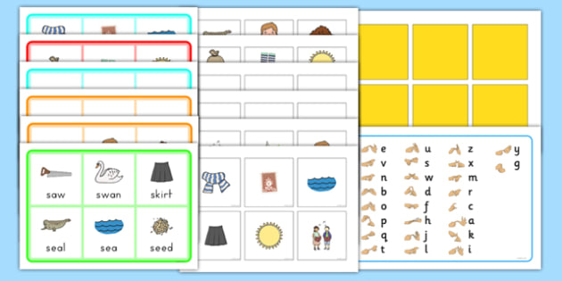 Initial s Sound Bingo and Lotto Game (teacher made)