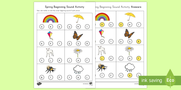 Spring Beginning Sounds Worksheet / Worksheet - Spring, First day of Spring