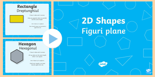 What Am I? 2D Shape Properties PowerPoint English/Romanian - 2D Shape