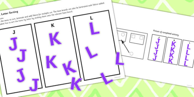 Workstation Pack Letter Sorting Activities Set 2 - teacch