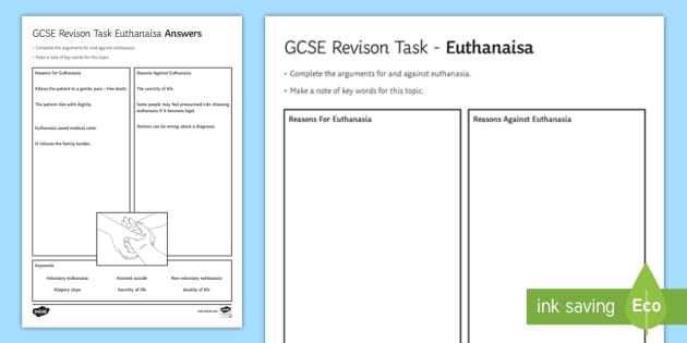 Euthanasia Planning Sheet Writing Worksheet / Worksheet - Secondary