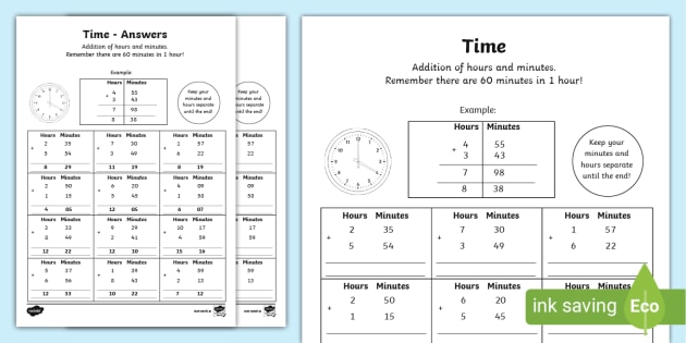Adding And Subtracting Time Worksheets Pdf