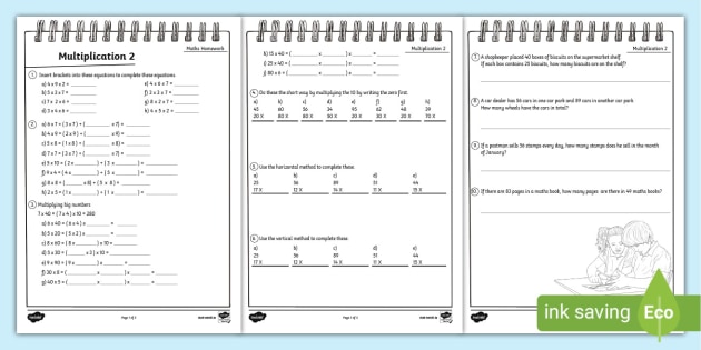 Maths Homework Multiplication 2 3rd/4th Class