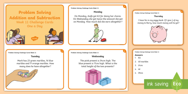 Addition and Subtraction Problem Solving - Week 11 Challenge Cards