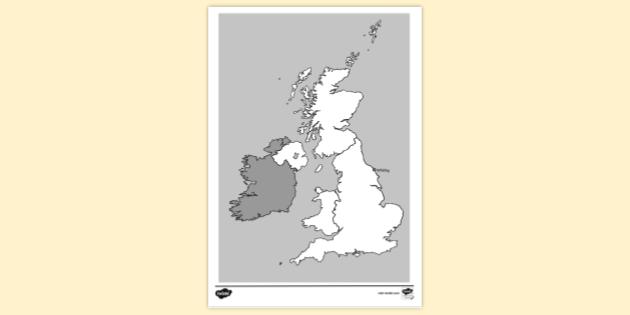 FREE! - United Kingdom Map with Whitby Colouring Sheet - Twinkl