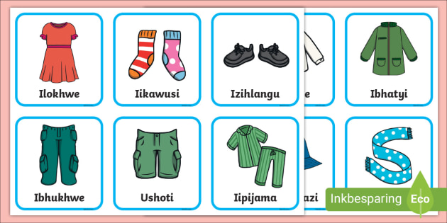 isiXhosa Clothes Matching Cards - Iimpahla amakhadi
