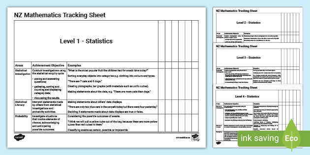 Statistics Tracking Sheets Levels 1-4 (teacher made)