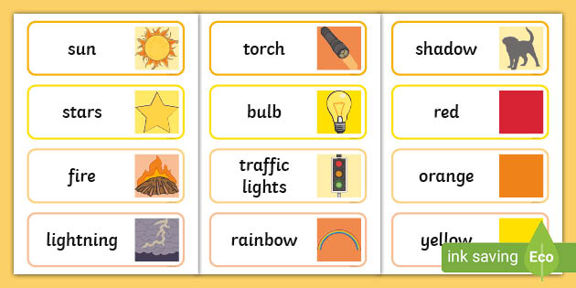 Light Word Cards (teacher made)