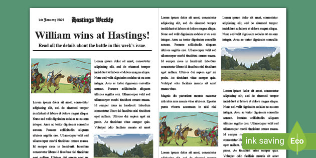 Battle of Hastings Newspaper Article KS2 Template - Twinkl