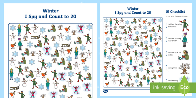 Winter I Spy and Count Activity to 20 (teacher made)