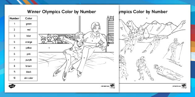 Winter Olympics Color by Number Activity | Twinkl