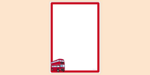 FREE! - Red London Bus Page Border | Page Borders
