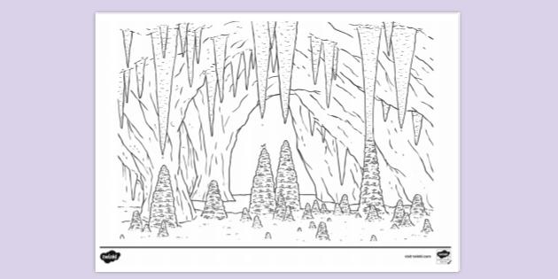FREE! - Stalagmites and Stalactites Colouring Sheet - Twinkl