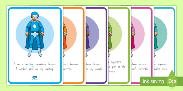 I Am a Writing Superhero Display Posters (teacher made)